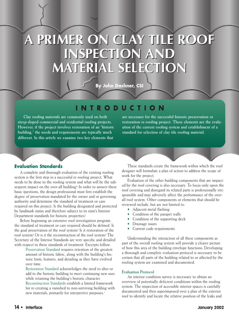 A Primer On Clay Tile Roof Inspection and Material Selection | PDF ...