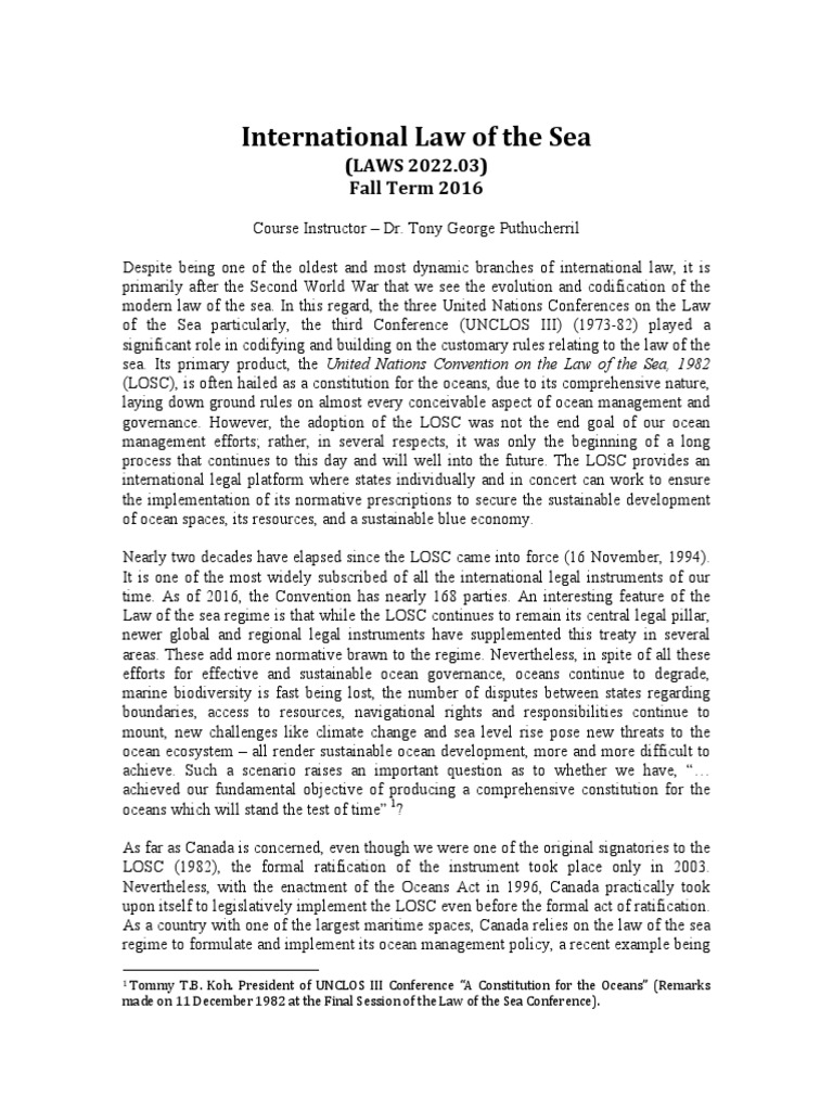 International Law of The Sea Syllabus | PDF | United Nations Convention ...