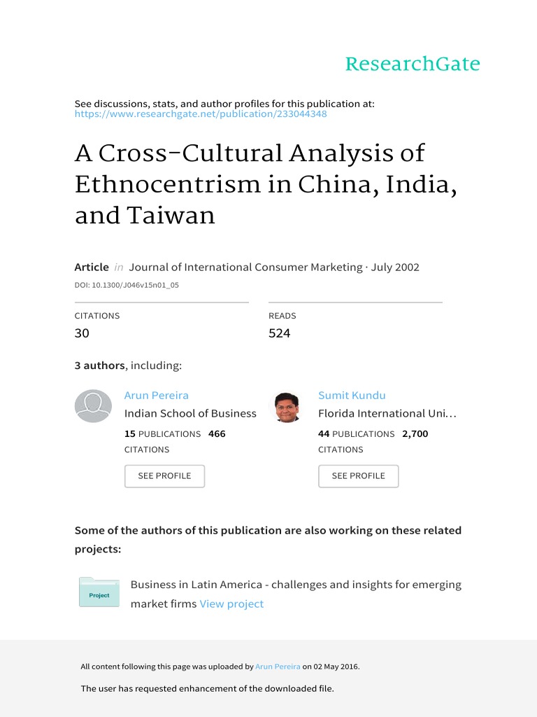 A Cross-Cultural Analysis of Ethnocentrism in China, India, and Taiwan ...
