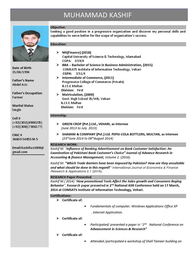 Muhammad Kashif CV. Final | PDF | Business | Economies