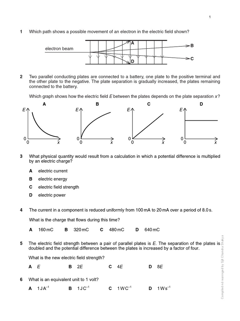 9702 p1 Electric Field All | PDF | Electric Field | Electron