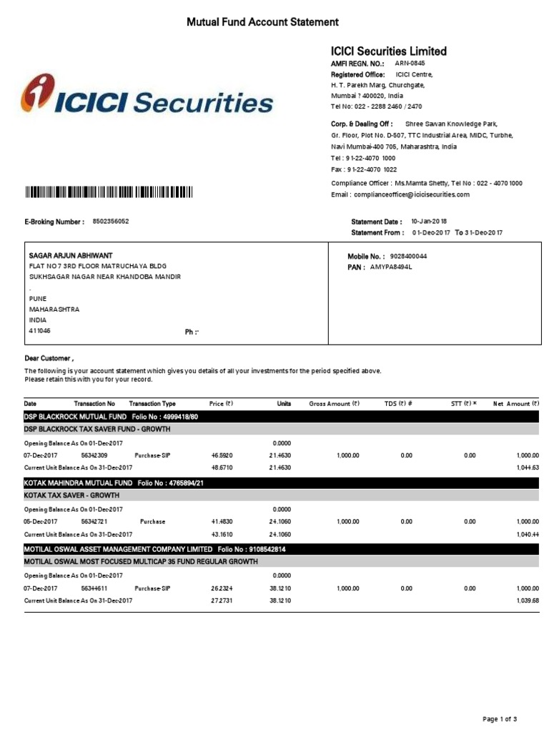 Mutual Fund Statement | PDF | Mutual Funds | Taxes