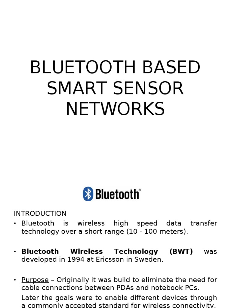Bluetooh Based Smart Sensor Networks - Presentation | PDF | Wireless ...