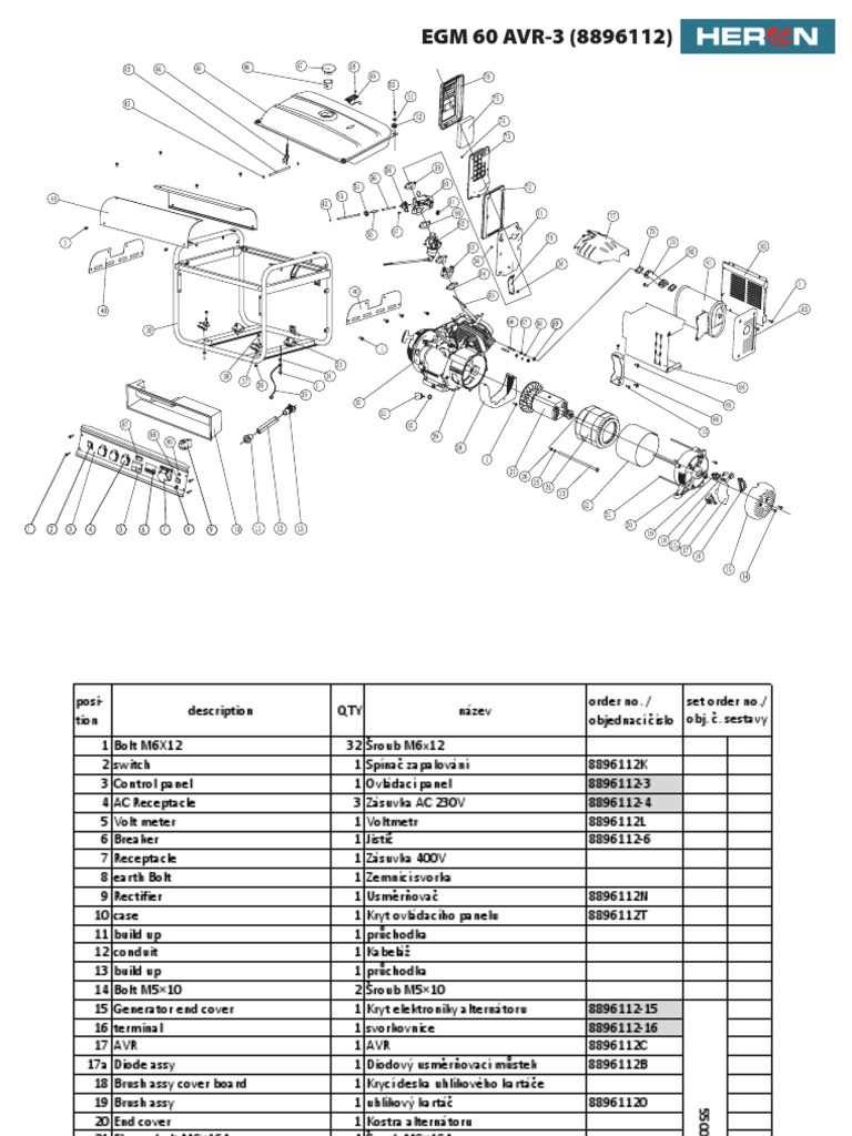 Heron Generator 6kW 380V-Part List | PDF