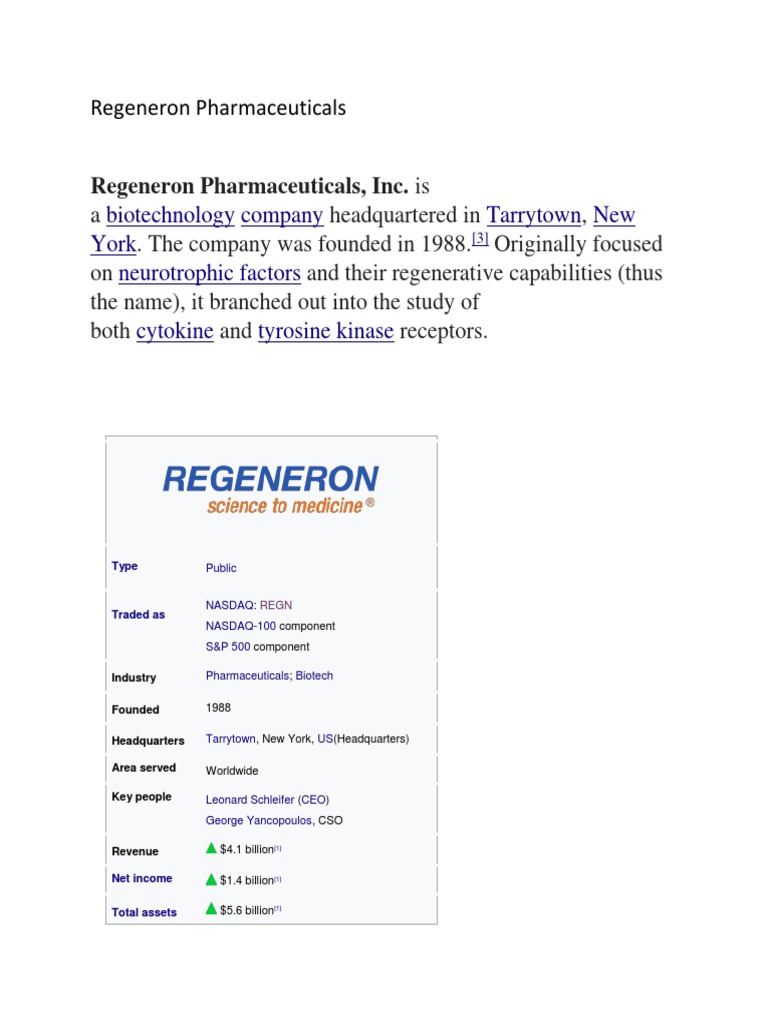 Regeneron Pharmaceuticals Overview | PDF | Finance & Money Management