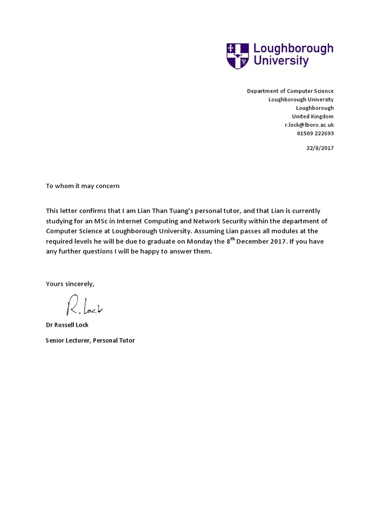 Letter From University | PDF