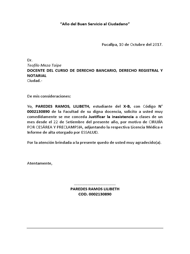 Formato Solicitud para Justificar Inasistencias A Clases | PDF