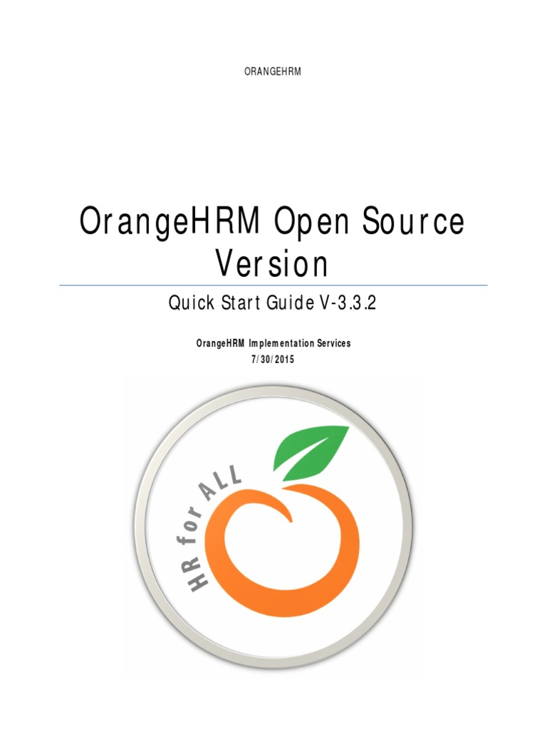 Orangehrm Open Source Quick Start Guide V 3 3 2 Pdf Installation