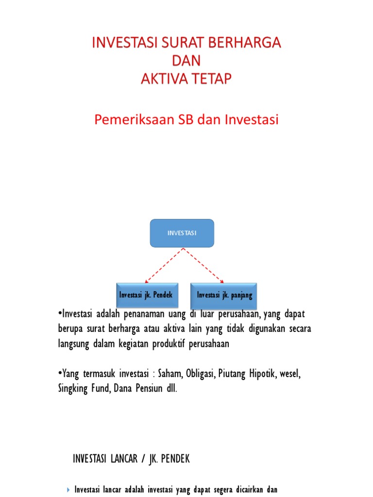 Investasi Surat Berharga Dan Aktiva Tetap | PDF
