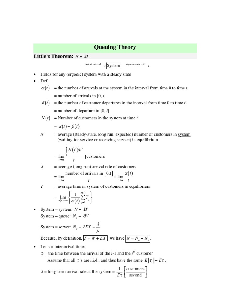 Queuing Theory: Little's Theorem | PDF | Statistical Theory | Probability Theory