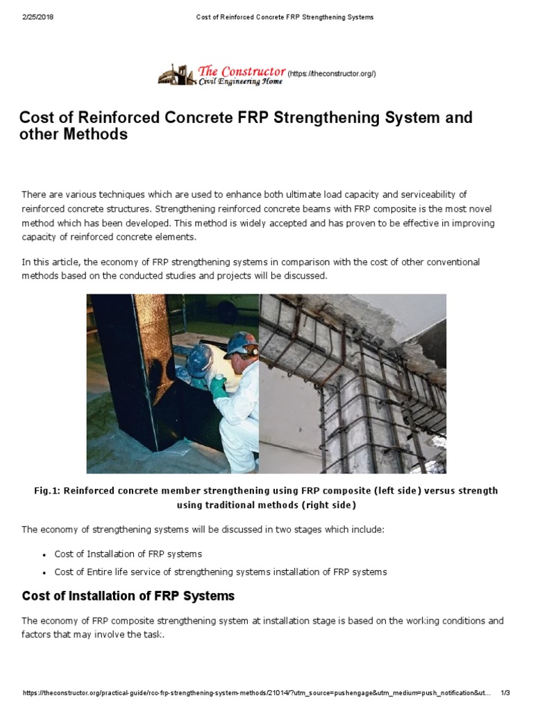 Cost of Reinforced Concrete FRP Strengthening Systems | PDF ...