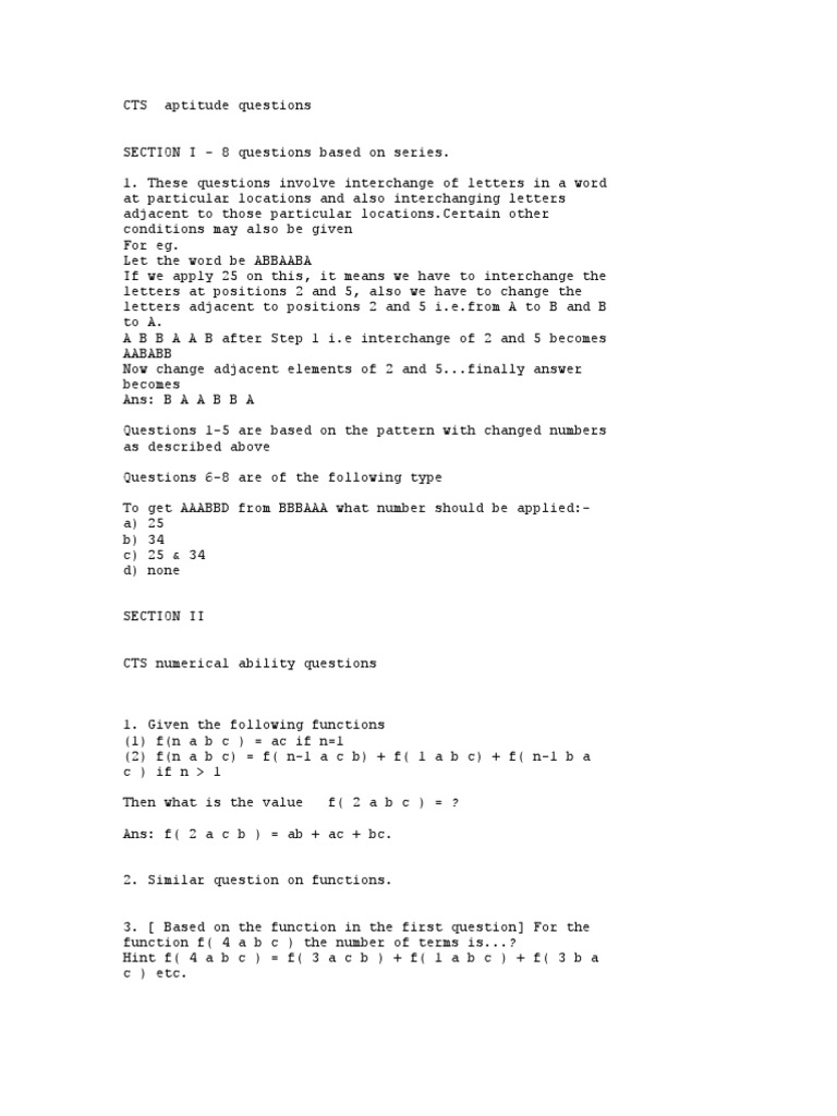 CTS Aptitude Questions | PDF