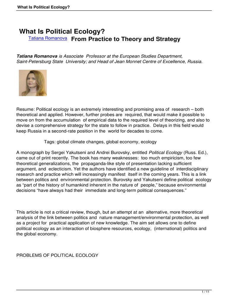 What Is Political Ecology | PDF | Ecology | Air Pollution