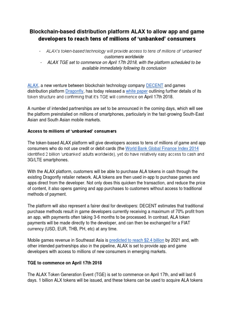 PR Alax First - en | PDF | Mobile App | Financial Transaction