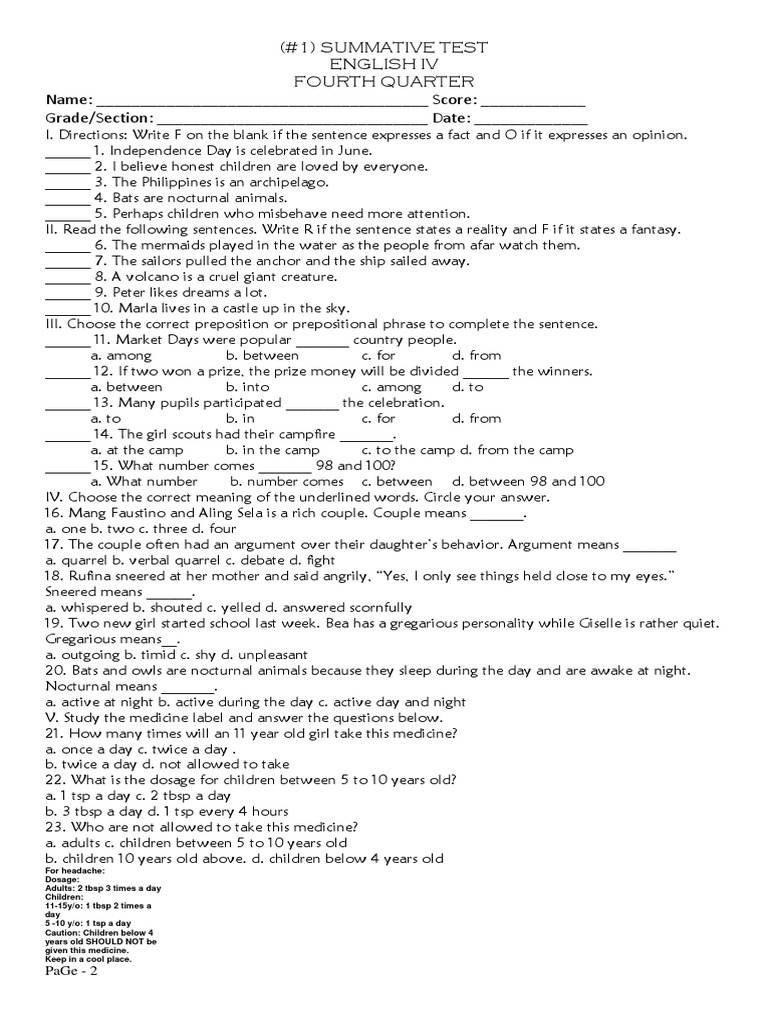 4th Grading Summative Tests | PDF | Weather | Soil