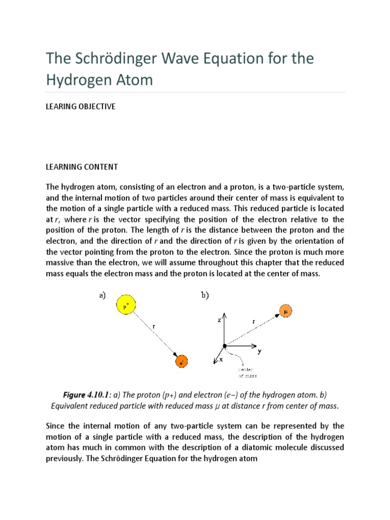 The Schrödinger Wave Equation for the Hydrogen Atom | Schrödinger ...