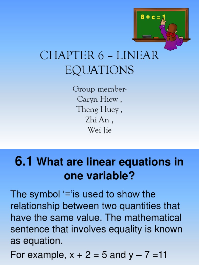 Chapter 6 - Linear Equations | PDF | System Of Linear Equations | Equations