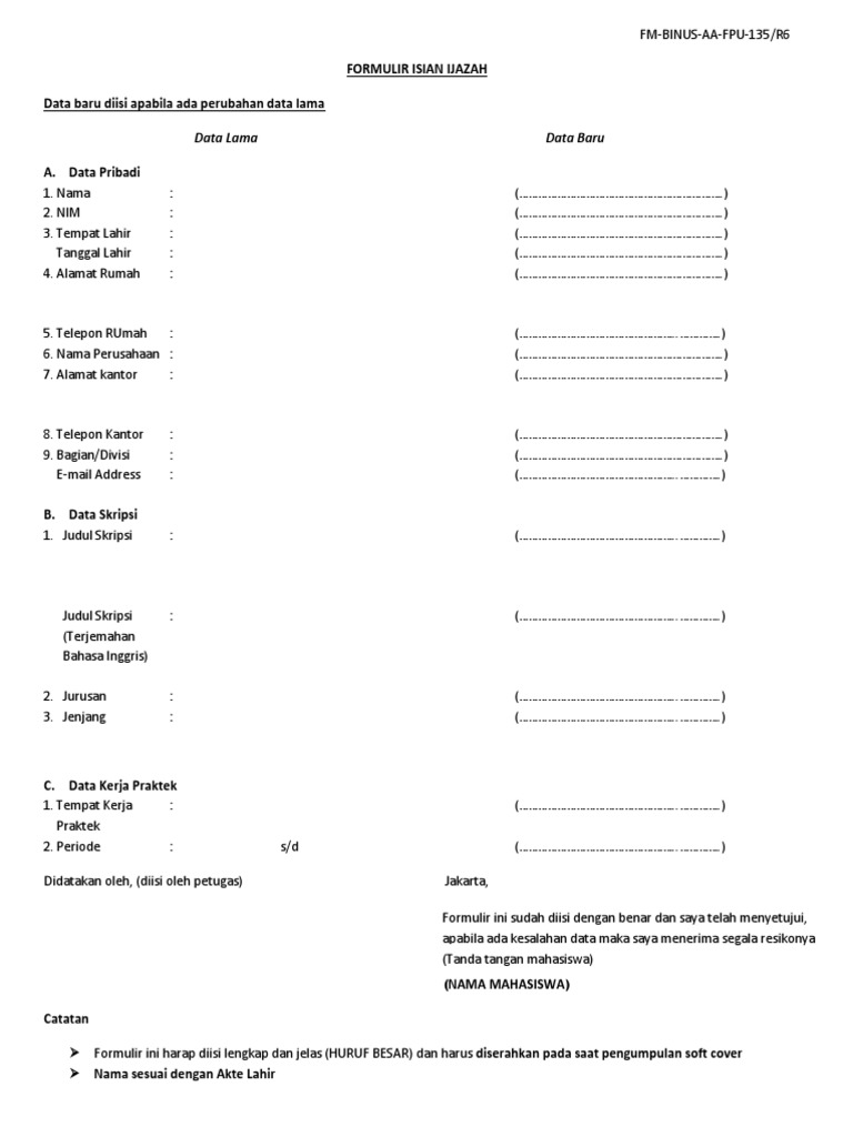 Formulir Isian Ijazah (Fii) | PDF