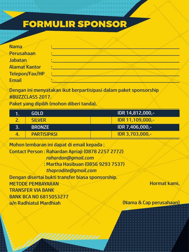 Revisi Formulir Sponsor | PDF