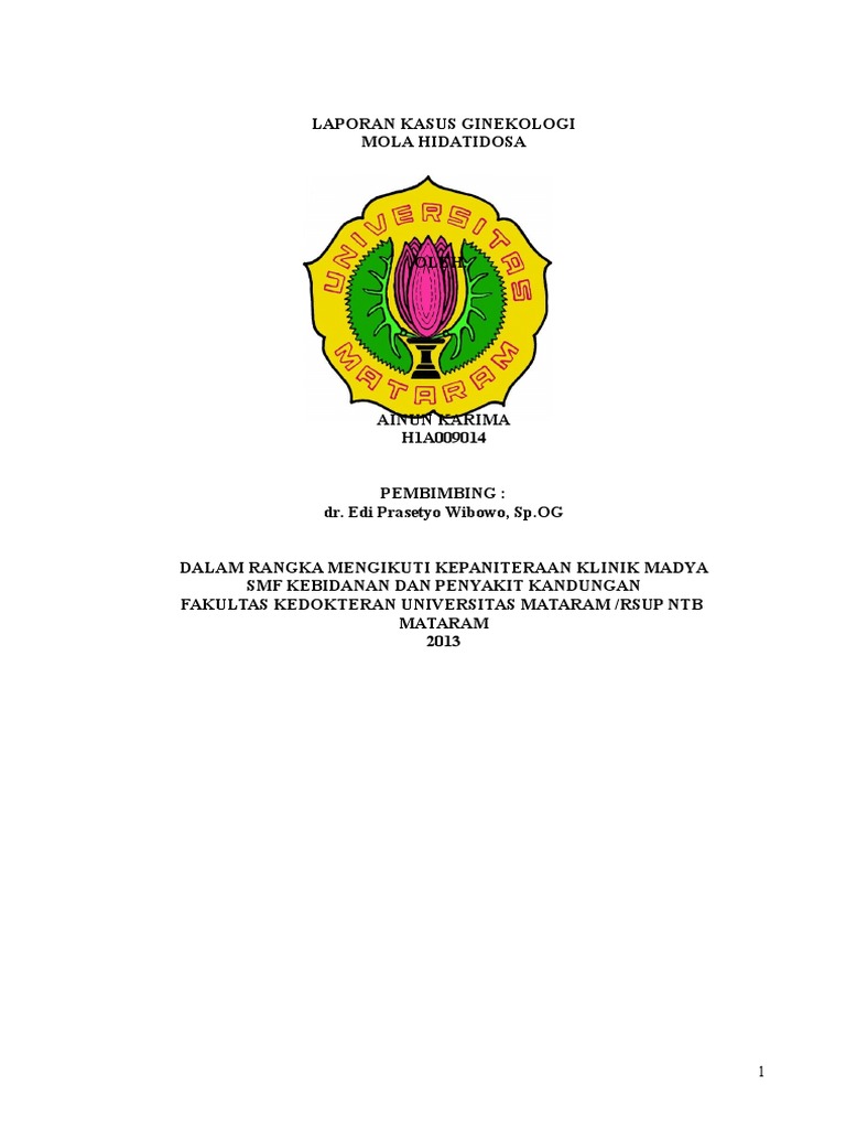 Laporan Kasus Ginekologi Mola Hidatidosa Oleh Ainu | PDF | Pengembangan ...