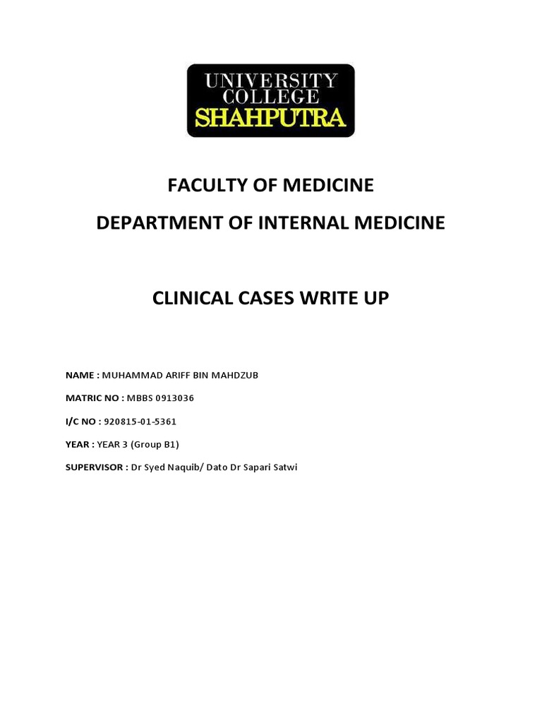 Internal Medicine Case Write Up 1 | PDF | Myocardial Infarction ...