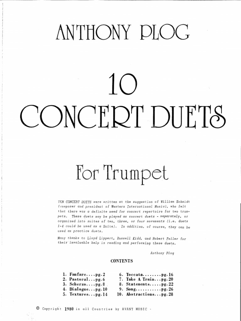 Anthony Plog 10 Concert Duets For Trumpet PDF | PDF