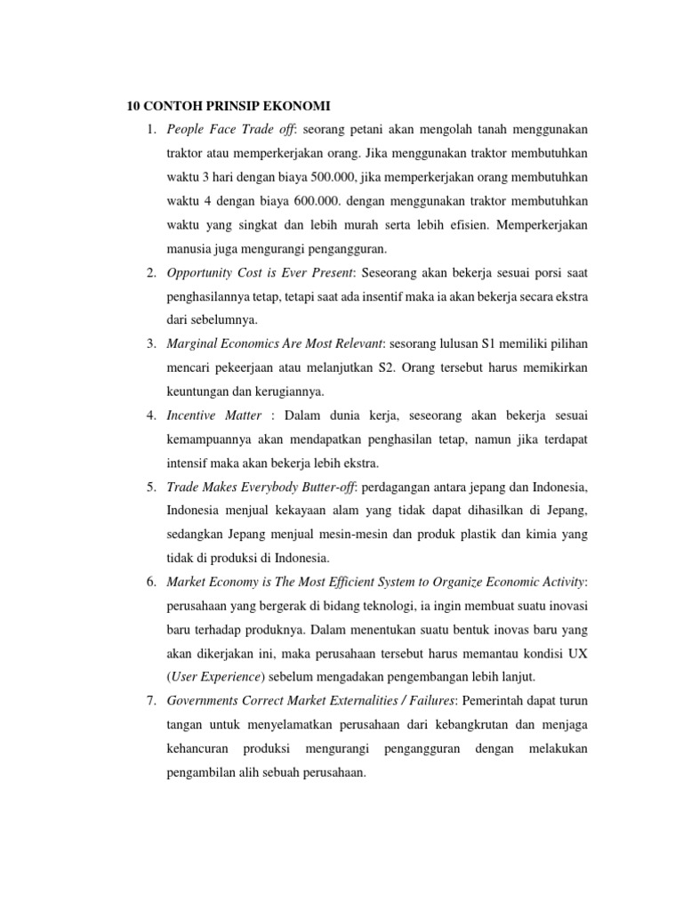 10 Contoh Prinsip Ekonomi | PDF