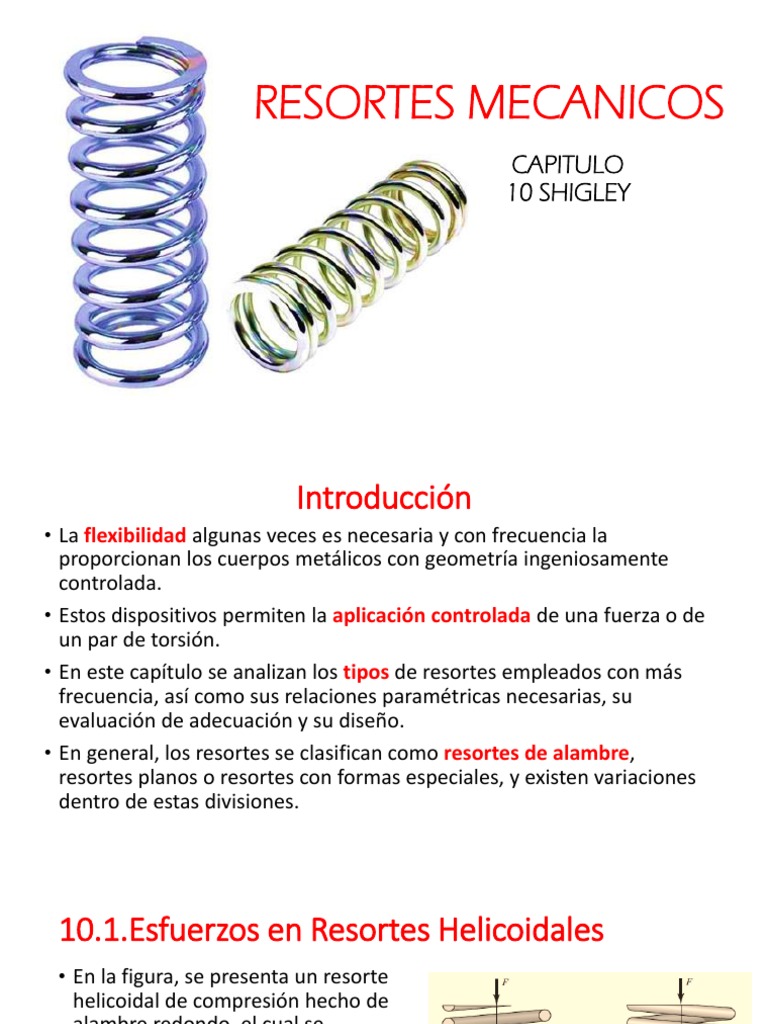 Tipos y Diseño de Resortes Mecánicos | PDF | Fuerza | Ingeniería mecánica