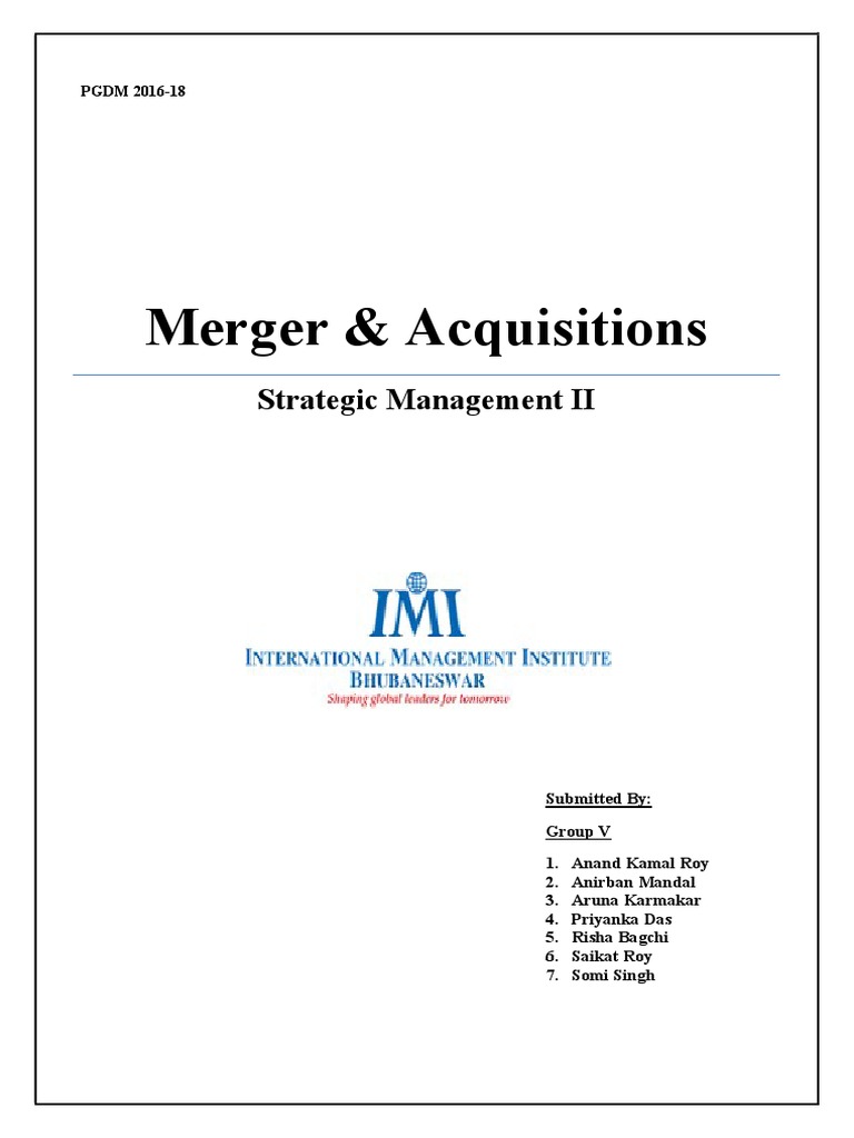 Strategic Management Report - Acquisitions and Merger | PDF | Mergers ...