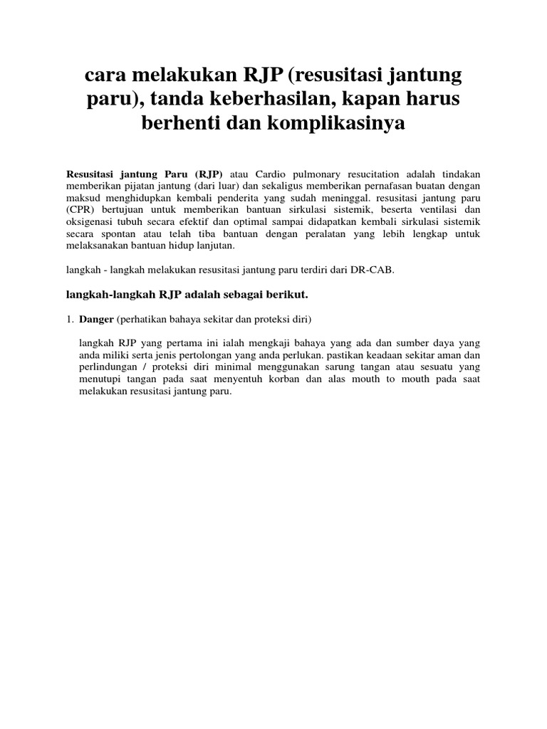 Cara Melakukan RJP | PDF