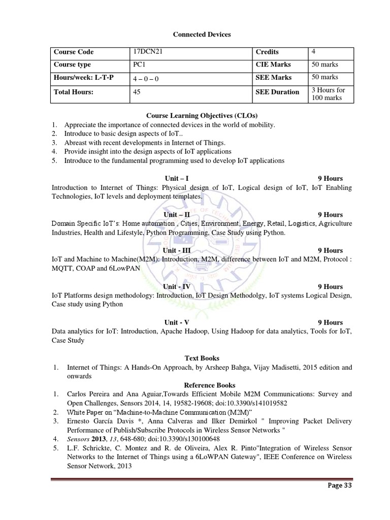Connected Devices Syllabus | PDF | Internet Of Things | Computer Networking