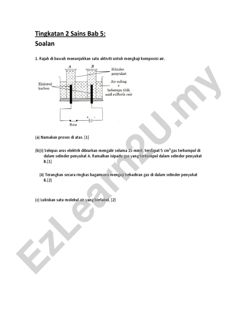 Soalan Tubi F2 Sains Bab 5 Air Dan Larutan PDF | PDF