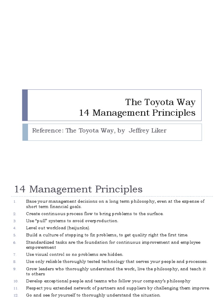 The Toyota Way: 14 Management Principles Explained | PDF | Production ...