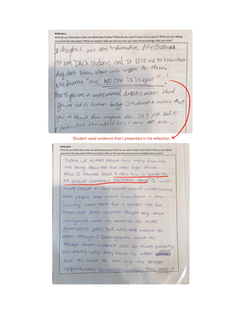 Immigration Reform Student Reflections | PDF | Self-Improvement ...