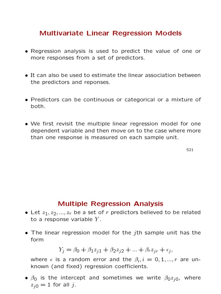 Analysis of Multivariate Regression PDF | PDF