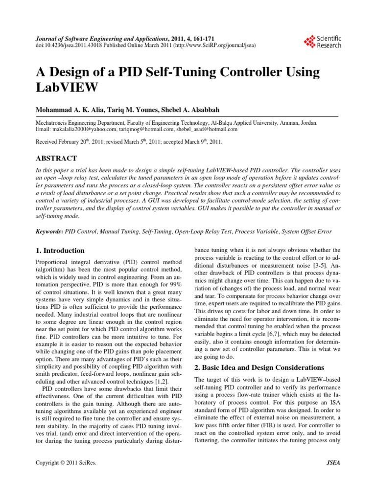A Design of A PID Self-Tuning Controller Using PDF | PDF | Control Theory | Systems Engineering
