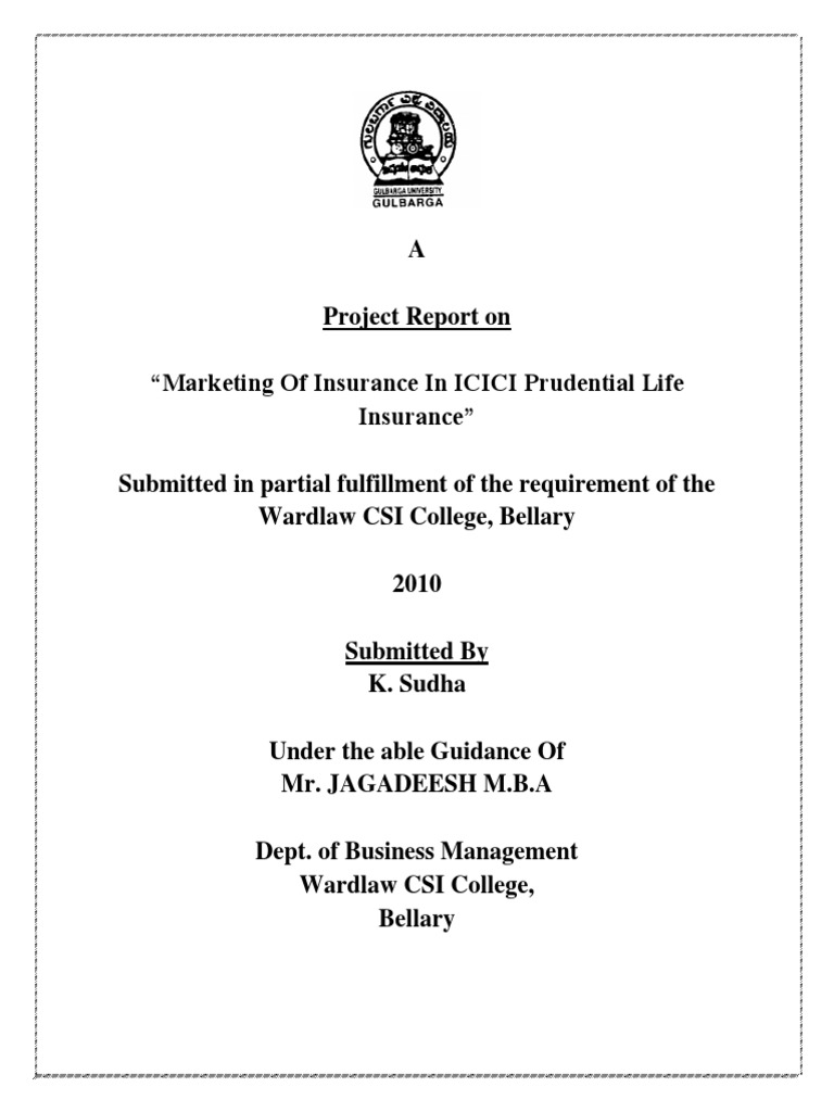 A Project Report On ICICI Prudential Life Insurance | PDF | Indemnity ...