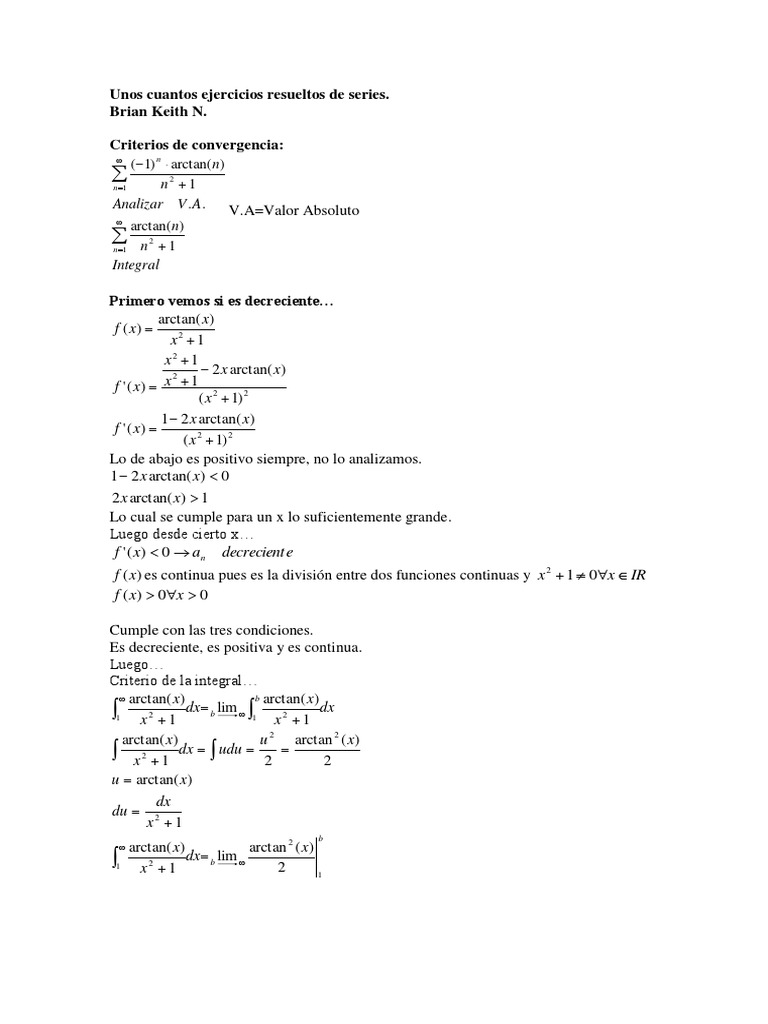 Ejercicios Resueltos de Series II | Descargar gratis PDF | Análisis matemático | Cálculo
