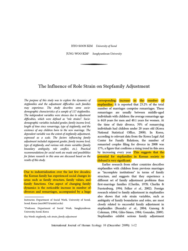 The Influence of Role Strain On Stepfamily Adjustment | PDF ...
