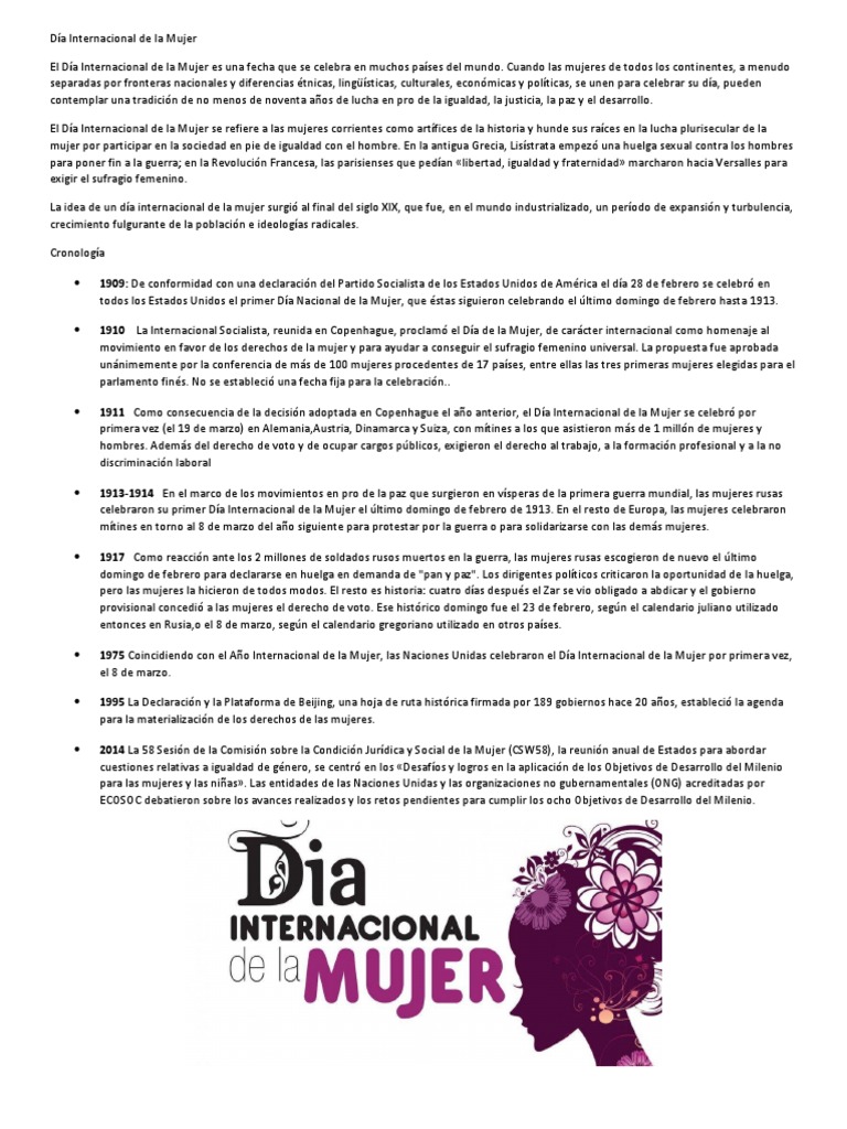 Día Internacional de La Mujer | PDF | Mujer | Gobierno