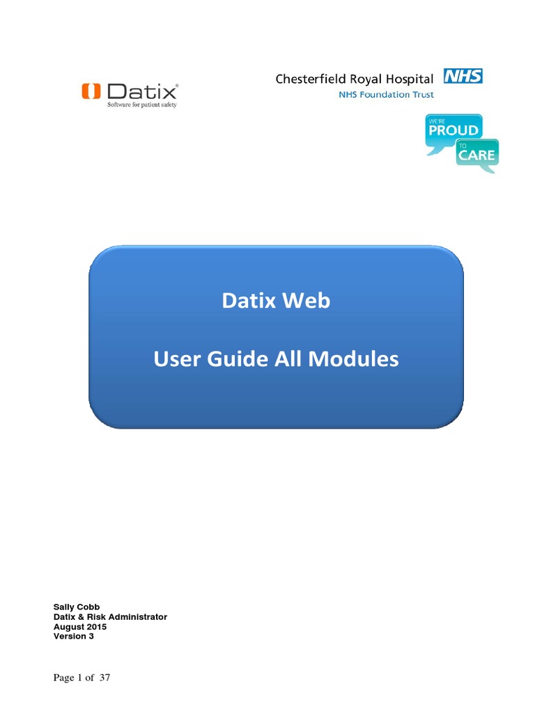 DATIX UserGuide PDF | Risk Management | Information Security