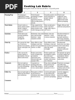 Scoring Rubric-Kitchen Lab Performance Evaluation | PDF | Cooking | Foods