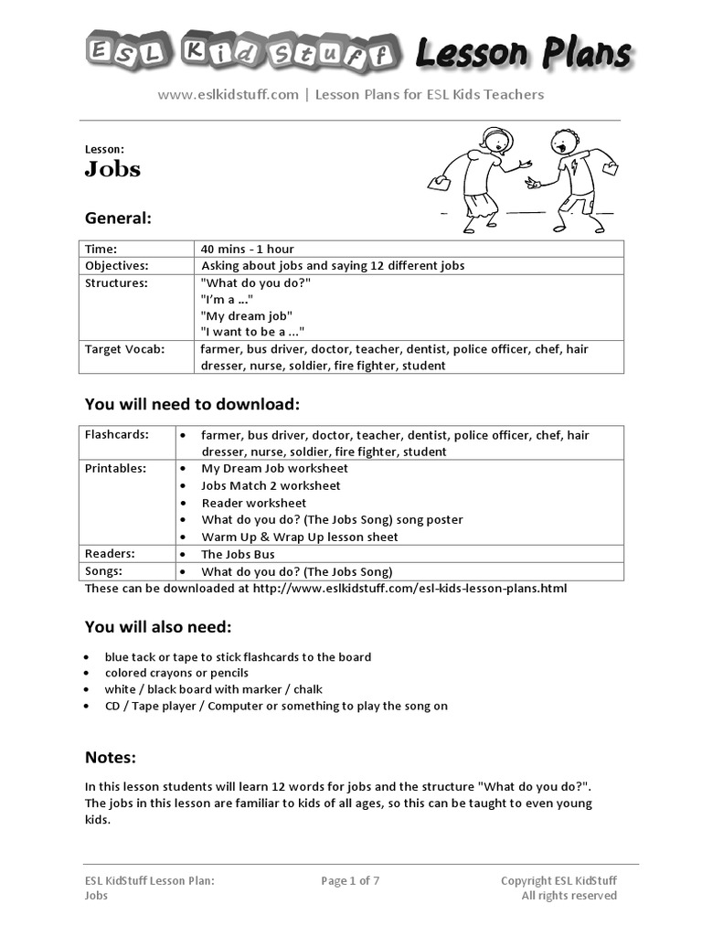 Jobs Lesson Plan | PDF | Lesson Plan | English As A Second Or Foreign ...