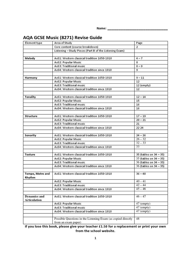 AQA GCSE Music Revision Guide | PDF | Song Structure | Musical Forms