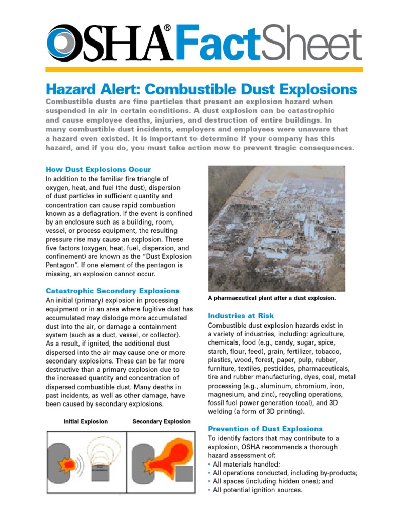 Osha Combustible Dust | PDF | Explosion | Dust