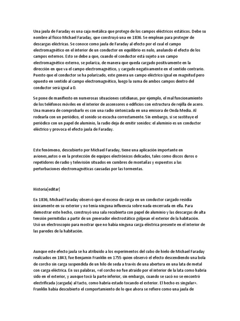 Una Jaula de Faraday Es Una Caja Metálica Que Protege de Los Campos ...