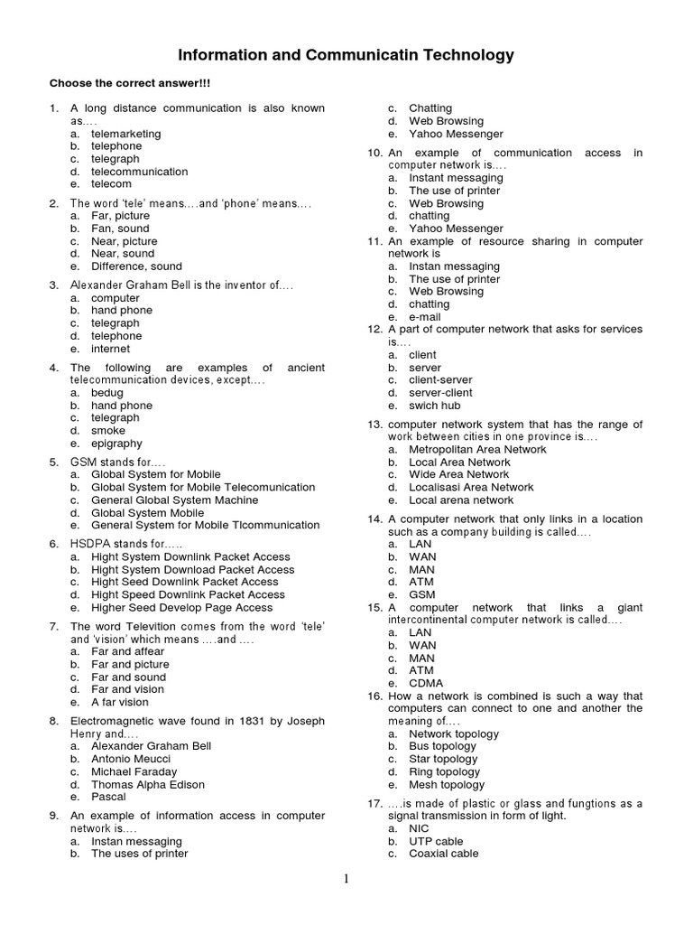 Information and Communicatin Technology | PDF | Network Topology ...