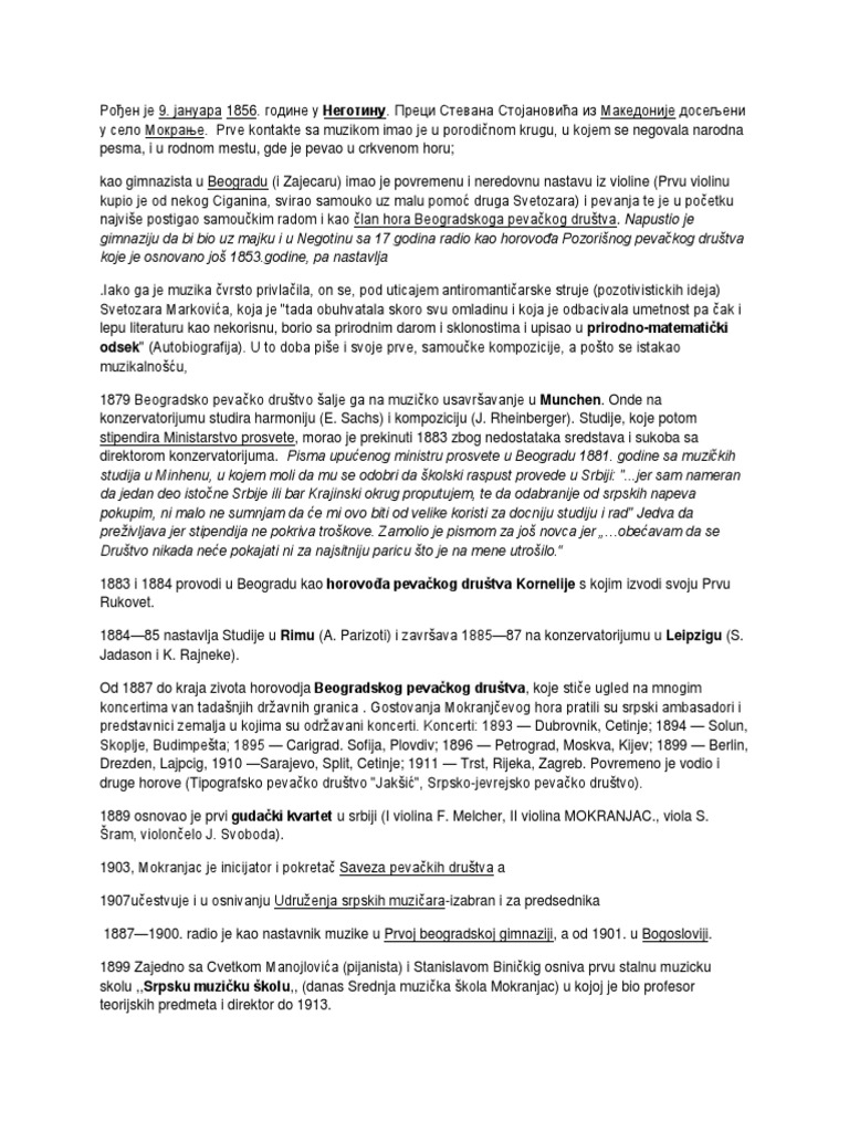 Stevan Stojanovic Mokranjac | PDF