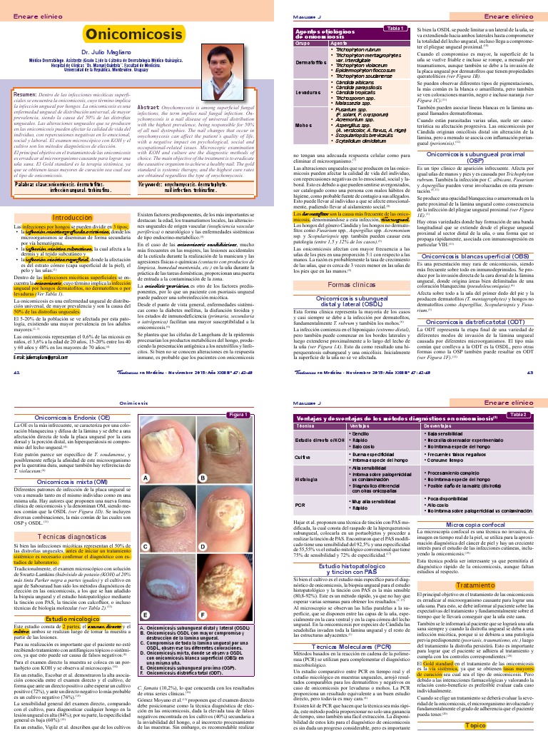 Onicomicosis: Diagnóstico y Tratamiento | PDF | Especialidades Medicas ...