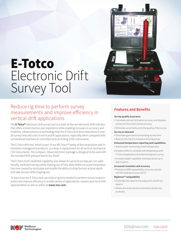 E-Totco Electronic Drift Survey Tool Flyer | PDF | Accuracy And ...